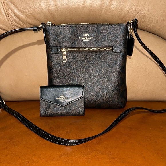 Coach | Bags | Coach Brown Mini Rowan File Bag In Signature Canvas With ...